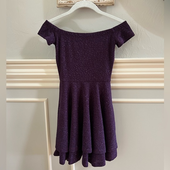 Windsor | Dresses | Windsor Purple Glitter Skater Dress Xxs | Poshmark